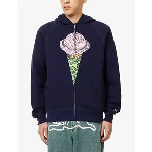 ICECREAM Cone Graphic Zip-up Cotton Hoodie