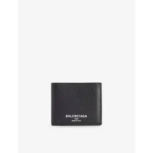 Balenciaga Credit Square Folded Leather Wallet - Black