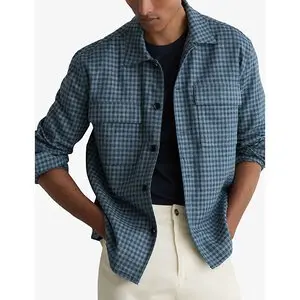 REISS Sever Checked Cotton And Linen Shirt