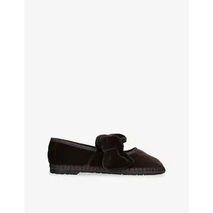 FLABELUS Lyra Truffle Velvet Slippers With Bow Detailing