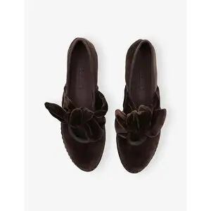 FLABELUS Lyra Truffle Velvet Slippers With Bow Detailing