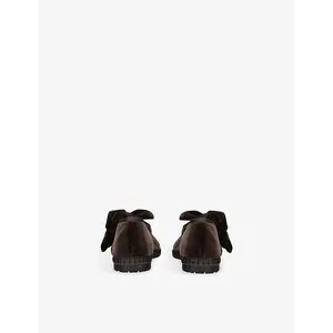 FLABELUS Lyra Truffle Velvet Slippers With Bow Detailing