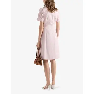Prada Embroidered Collar Cotton Poplin Shirt Dress