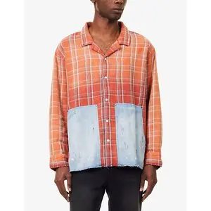 FOUND Plaid Patch-pocket Denim Shirt