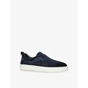 Santoni Victory Unlined Suede Trainers - Navy