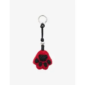 Loewe Paw Beaded And Leather Bag Charm - Black/red
