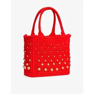 Sandro Stud-embellished Crochet Tote Bag - Red
