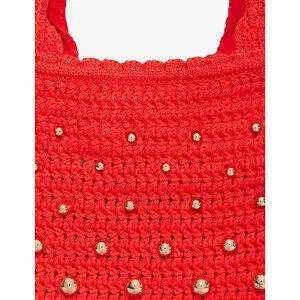 Sandro Stud-embellished Crochet Tote Bag - Red