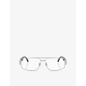 Versace Rectangle Frame Metal Eyeglasses - Silver