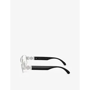 Versace Rectangle Metal Eyeglasses - Silver