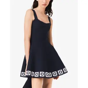 Maje Crochet-panel Sleeveless Knitted Mini Dress