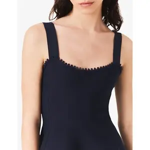 Maje Crochet-panel Sleeveless Knitted Mini Dress
