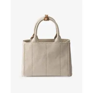 Prada Small Cotton Canvas Jardinière Bag - Neutral