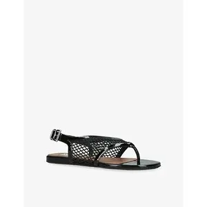 Alaïa Azzedine Fishnet Flat Leather Sandals