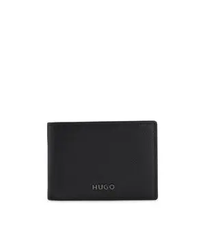 Hugo Leather Bifold Wallet With Metallic Logo Lettering