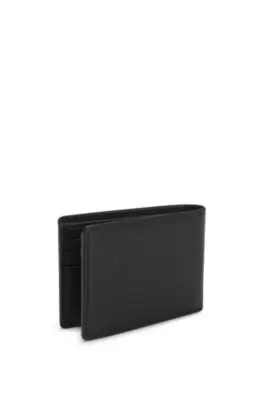 Hugo Leather Bifold Wallet With Metallic Logo Lettering