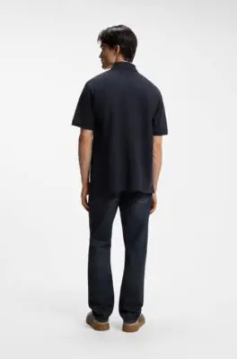 Hugo Cotton-piqué Polo Shirt With Blue Logo Badge - Dark Blue