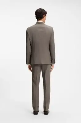 BOSS Two-piece Slim-fit Suit In Checked Stretch Wool