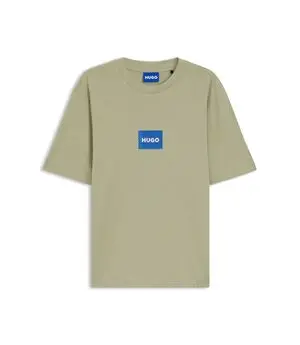 Hugo Logo-print T-shirt In Cotton Jersey - Beige