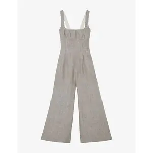 REISS Flora Wide-leg Linen Jumpsuit - Neutral
