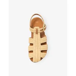 Maje Flat Strap Woven Raffia Fisherman Sandals