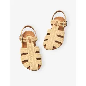 Maje Flat Strap Woven Raffia Fisherman Sandals