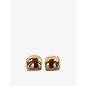 Maje Flat Strap Woven Raffia Fisherman Sandals