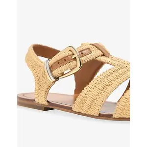 Maje Flat Strap Woven Raffia Fisherman Sandals