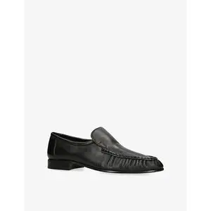 THE ROW Soft Moccasin Two Leather Loafers - Black