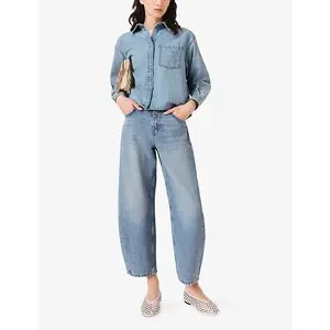 Maje Logo Plaque Boxy-fit Denim Shirt