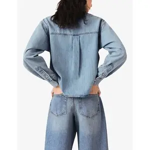 Maje Logo Plaque Boxy-fit Denim Shirt
