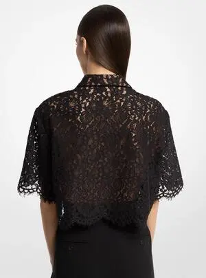 Michael Kors Floral Corded Lace Cropped Shirt