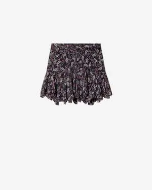 MARANT ETOILE Daneen Polka Dot Cotton Voile Skirt - Black/raspberry