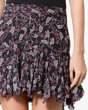 ETOILE Marant Étoile Daneen Polka Dot Cotton Voile Skirt - Black/raspberry