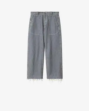 ETOILE Ermina Cotton Twill Pants With Raw Edge Hem - Blue-white