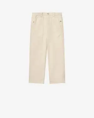 ETOILE Ermina Cotton Twill Pants With Raw Edge Hem - Ecru