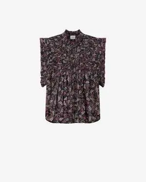 MARANT ETOILE Sleeveless Embroidered Blouse - Black/raspberry