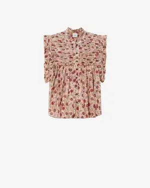 ETOILE Dersia Sleeveless Blouse - Ecru-raspberry