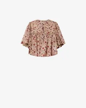 ETOILE Marant Étoile Douna Printed Cotton Voile Blouse - Ecru-raspberry