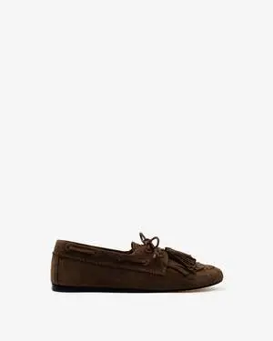 Isabel Marant Étoile Suede Loafers With Braided Apron And Tassel Detail - Chocolate