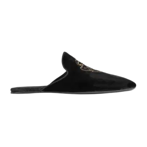 Gucci Velvet Slipper With Horsebit Detail - Black