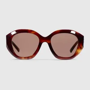 Gucci Geometric-frame Sunglasses - Brown