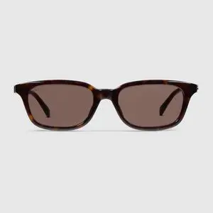 Gucci Rectangular Frame Sunglasses With Lettering Detail - Brown