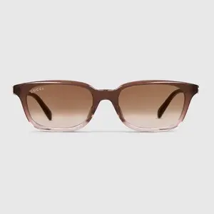 Gucci Rectangular Frame Sunglasses With Intricate Lettering - Brown
