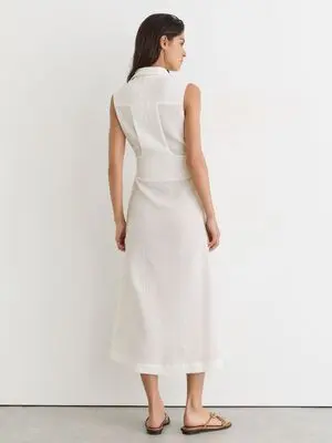 REISS Cotton Cheesecloth Belted Shirt Dress