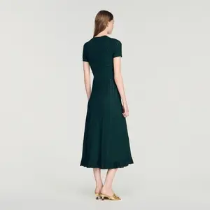 Sandro Pointelle Knit Midi Dress