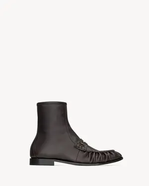 Saint Laurent Le Loafer Boots In Smooth Leather - Brown