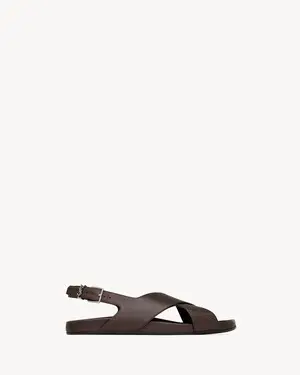 Saint Laurent Helios Sandals In Grained Leather