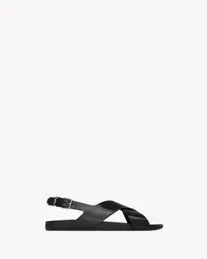 Saint Laurent Glazed Leather Helios Sandals