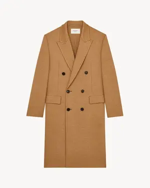 Saint Laurent Double-breasted Wool And Cashmere Felt Coat - Camel